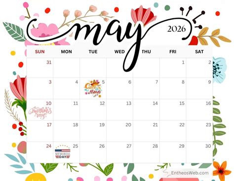 May 2026 Calendar Printables Entheosweb