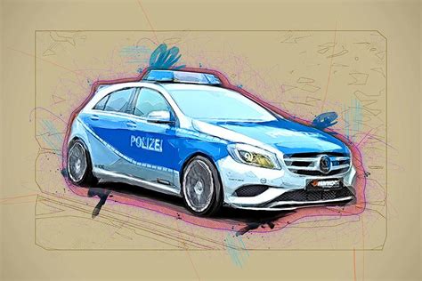 Mercedes Benz A45 Police Car Exterior Brabus B25 Polizei A Class Germany German Cars Mixed Media