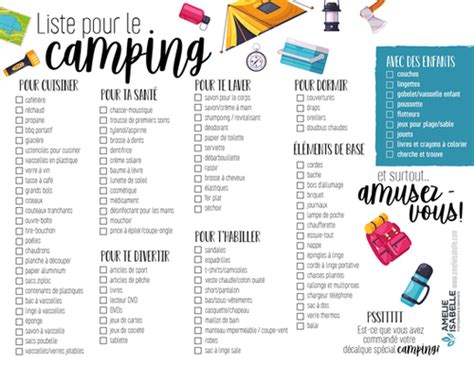 Liste De Camping Amelieisabelle