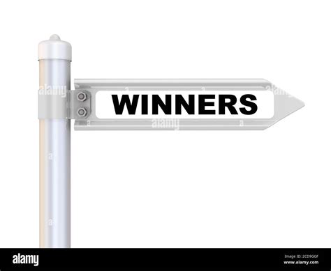 Winners The Way Mark Road Sign With Black Word Winners Isolated 3d