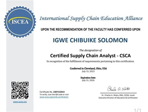 Supplychainanalyst Certificationachievement Iscea Arcpsm Supplychainmanagement