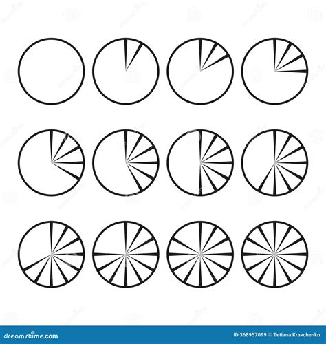 Pie Chart Icons Segmented Circle Symbols Black Statistics Graphics