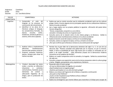 Taller Curso Complementario Semestre