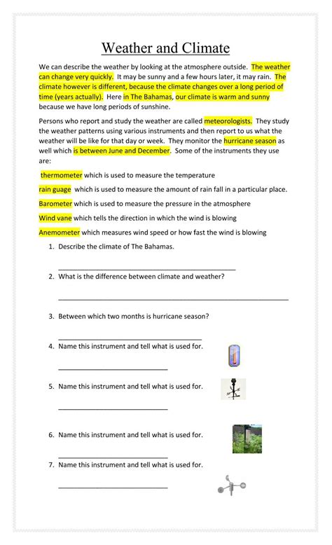 Weather And Climate Online Exercise In 2025 Weather And Climate Weather Vs Climate Weather