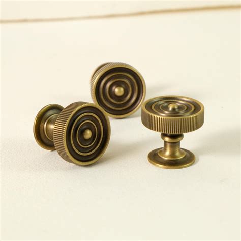 Art Deco Antique Brass Knobs Textured Antique Gold Knobs Bronze