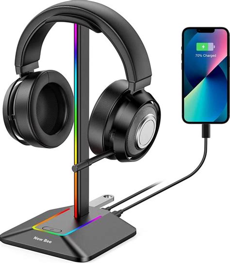 Boks New Bee Headset Stand Koptelefoon Houder Met Usb Type C Port Koptelefoon