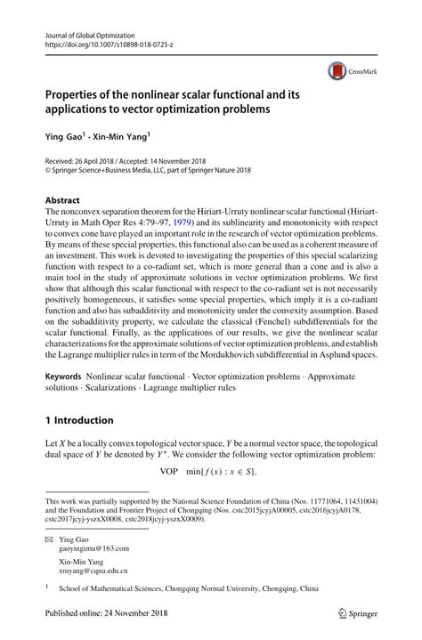 Pdf Properties Of The Nonlinear Scalar Functional And Its