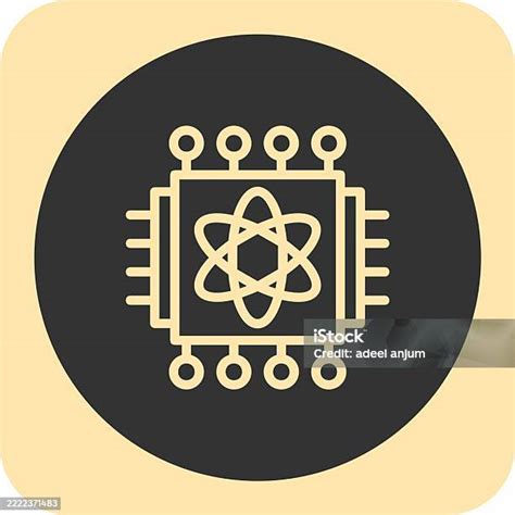 Quantum Processor Linear Round Icon Stock Illustration Download Image