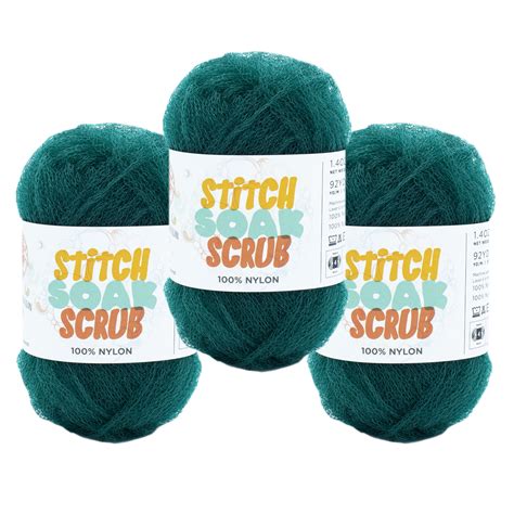 Lion Brand Yarn Stitch Soak Scrub Quetzal Green Medium Nylon Yarn 3