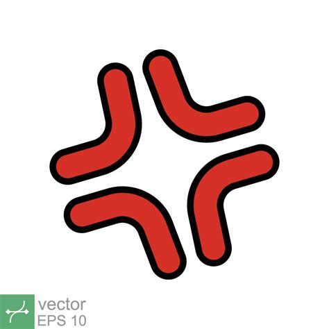 Anger Symbol Icon Simple Flat Style Red Angry Sign Cartoon Emoticon