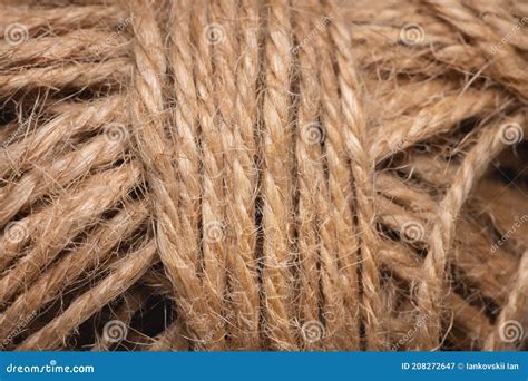 Natural Jute Twine Macro Photography Jute Thread Texture A Coil Of Jute Rope Stock Image