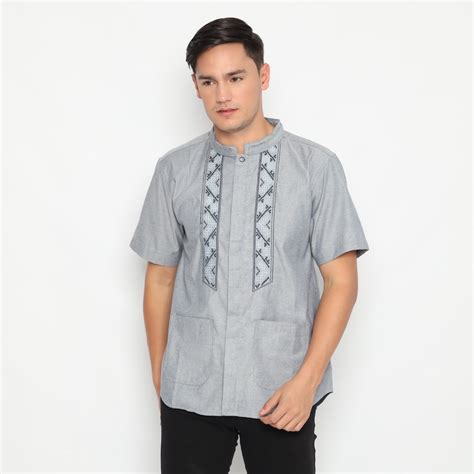 Jual Code Male Kemeja Koko Pria Bordir Premium Biru Misty Pasha Art248020 Shopee Indonesia