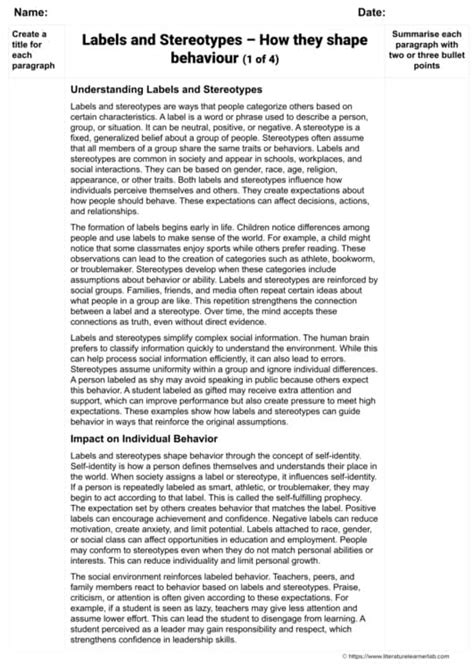 Labels And Stereotypes How They Shape Behaviour Critical Thinking