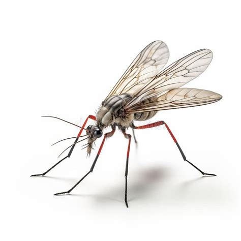 Vibrant 3d Midge Insect With Striped Pattern On White Stock