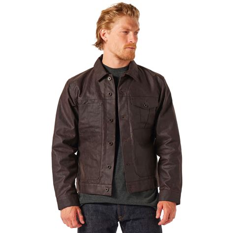 Filson Tin Cloth Short Lined Cruiser Jacket Dark Brown Tough Work Jacket