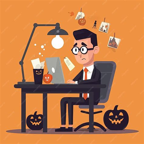 A Man Sitting At A Desk In Front Of A Laptop Premium Ai Generated Image