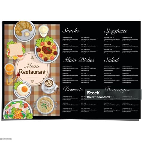 Menu Makanan Restoran Template Desain Tangan Menggambar Grafis Ilustrasi Stok Unduh Gambar