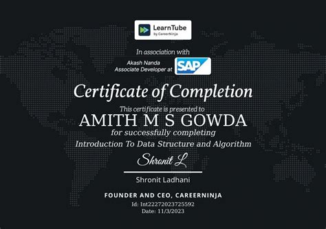 Amith M S Gowda On Linkedin Datastructures Algorithms Certified Learntube Sap