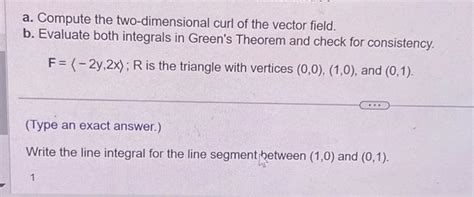 Solved A Compute The Two Dimensional Curl Of The Vector Chegg