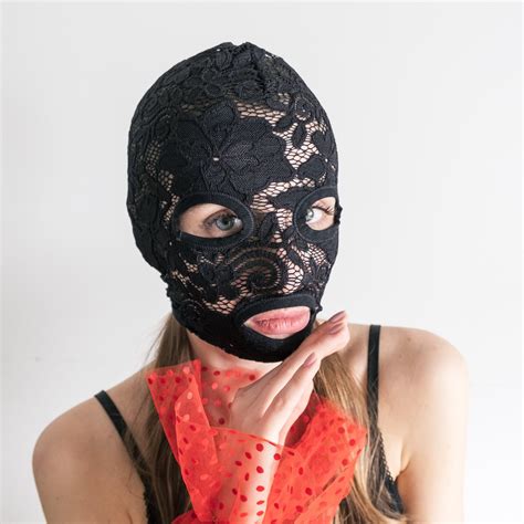 Black Lace Balaсlava Bdsm Mask Lace Face Mask Sexy Mask Fetish Face