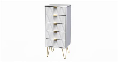 Diamond 5 Drawer Locker Matt White Front Carcass Colour Choice