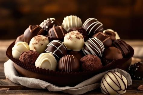 Premium Photo Dark Milk And White Chocolate Candies Pralines Truffles