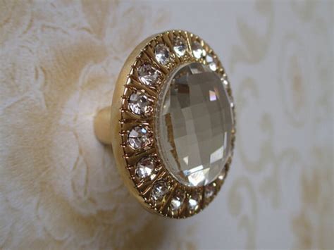 Gold Glass Crystal Dresser Drawer Knobs Pulls Handles Shiny Etsy