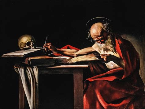 Caravaggio Saint Jerome Writing Bible Painting By Max Bland Saatchi