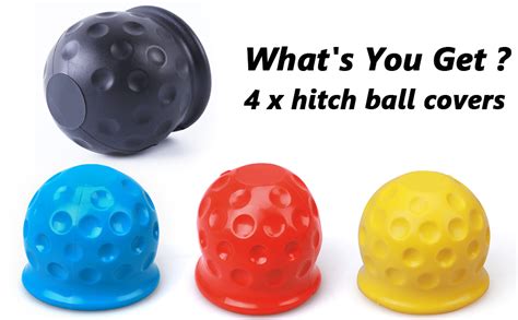 4pcs Trailer Hitch Ball Cover 2 Rubber Tow Ball Cap Protector For