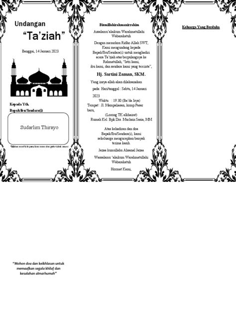 Undangan Taziah Yunita Thirayo Pdf