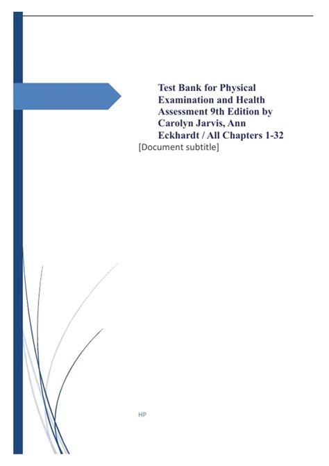 Test Bank For Physical Examination And Health Assessment 9th Edition By Carolyn Jarvis Ann