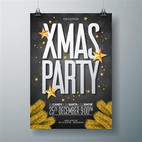 Vector Merry Christmas Party Flyer Illustration With Holiday Typography