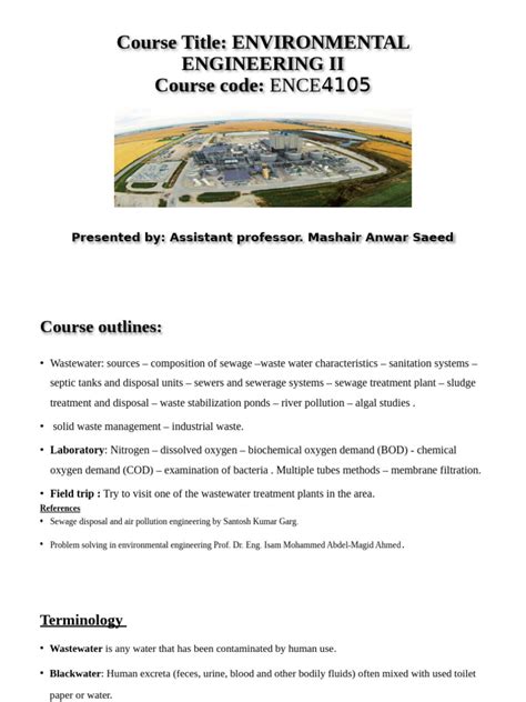 Environmental Engineering Ii Pdf Total Organic Carbon Sewage