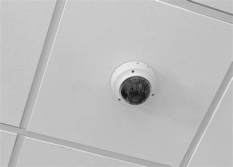 The Dome Video Camera Is Mounted On The Ceiling Stock Image Image Of