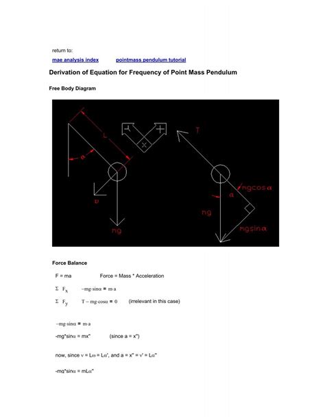 A Derivation Of The Point Mass Pendulum Frequency Maelabs Ucsd
