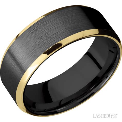 Lashbrook Designs Zirconium With Satin Finish And 14k Yellow Gold Inlay
