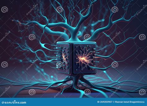 Neural Network With Glowing Bioluminescence The Image Represents The Futuristic Idea Of A