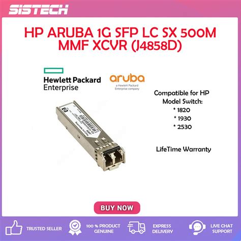 Original Hp Aruba 1g Sfp Lc Sx 500m Mmf Xcvr J4858d Fiber Optic Multi