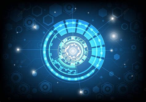 Glowing Scifi Hud Circle With Hexagon Shapes Communication Spaceship Hud Vector Communication