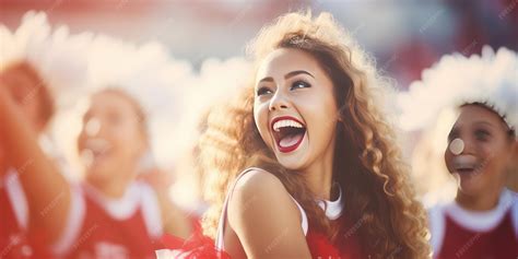 Premium Ai Image Smiling Happy Teenage Girl High School Cheerleaders Clap