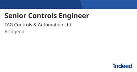 Senior Controls Engineer Bridgend Cf31 3rf