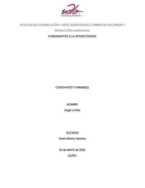 Tipos De Datos Constantes Y Variables Facultad De ComunicaciÓn Y