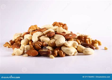 Natural Assorted Nuts On White Stock Image Image Of Nuts Food 271736495