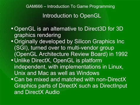Pdf Introduction To Opengl Opengl Is An Alternative To Dokumentips