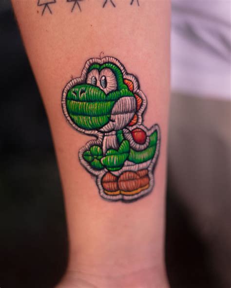 Yoshi Patch Embroidery Tattoo By Nicklimpz Embroidery Tattoo Tattoos