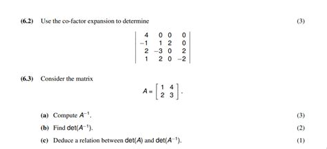 Solved 62 Use The Co Factor Expansion To Determine