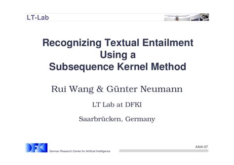 Ppt Recognizing Textual Entailment Using A Subsequence Kernel