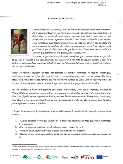O Fogo De Prometeu E A Sabedoria Humana Pdf Prometeu