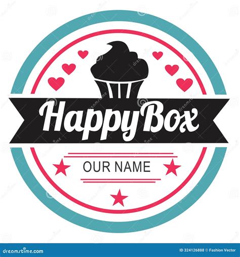 Cupcake Happy Box Logo Artwork Vector Art Stock Illustration