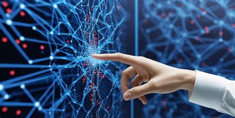 Hand Reaching Out To Touch A Complex Network Of Interconnected Nodes Symbolizing Digital